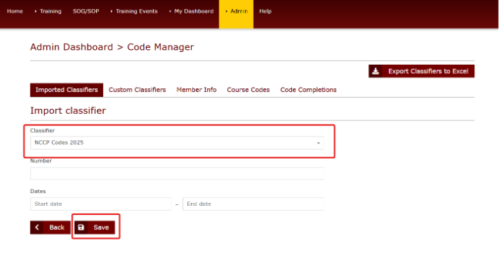 National Registry Codes and Code-based Learning Plans